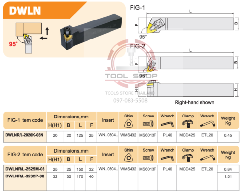 DWLNR/L TURNING HOLDER ด้ามมีดกลึง - มีดกลึง ชลบุรี TOOLS SHOP